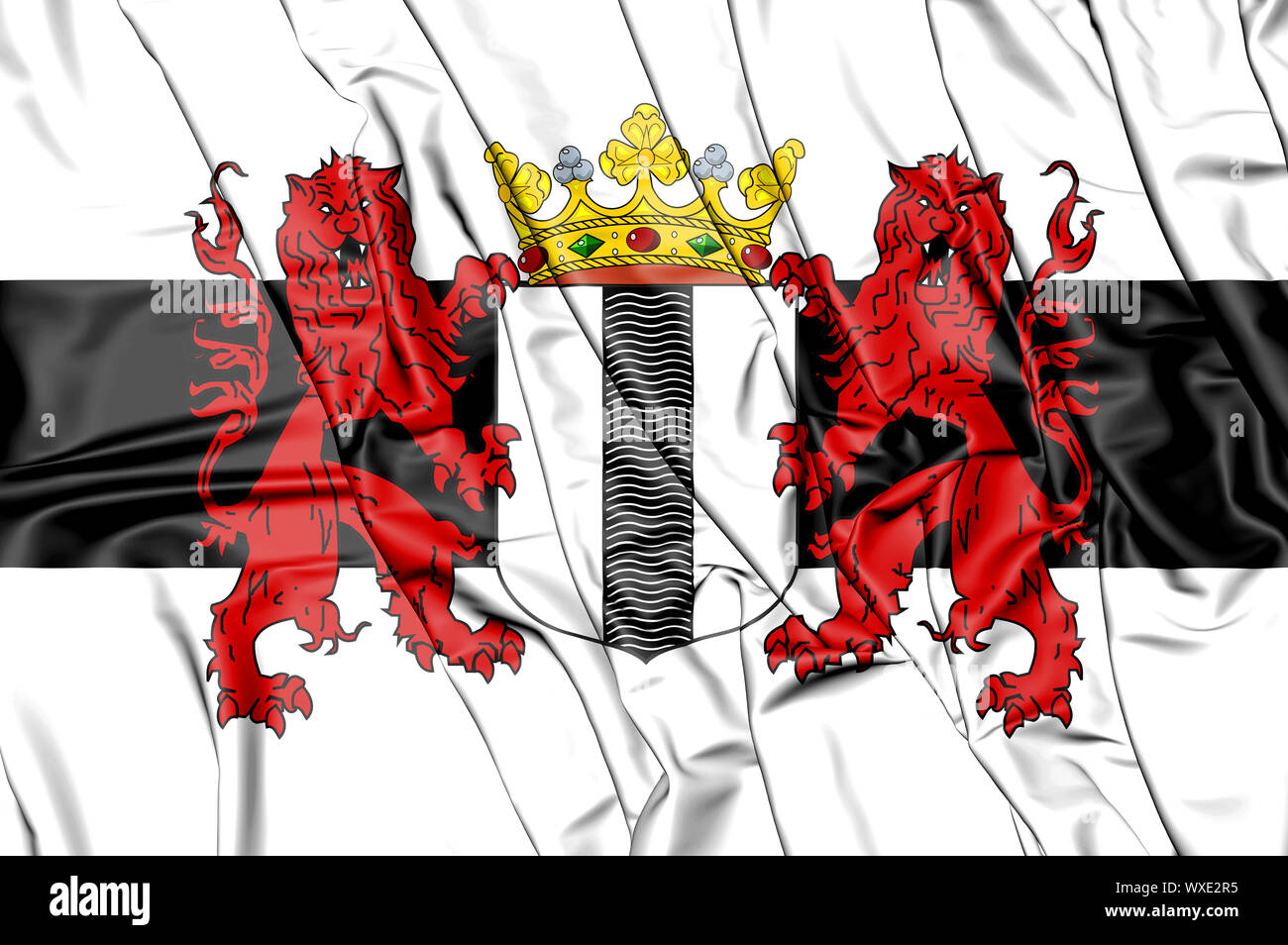 3D Flag of Delft (South Holland), Netherlands. 3D Illustration Stock ...