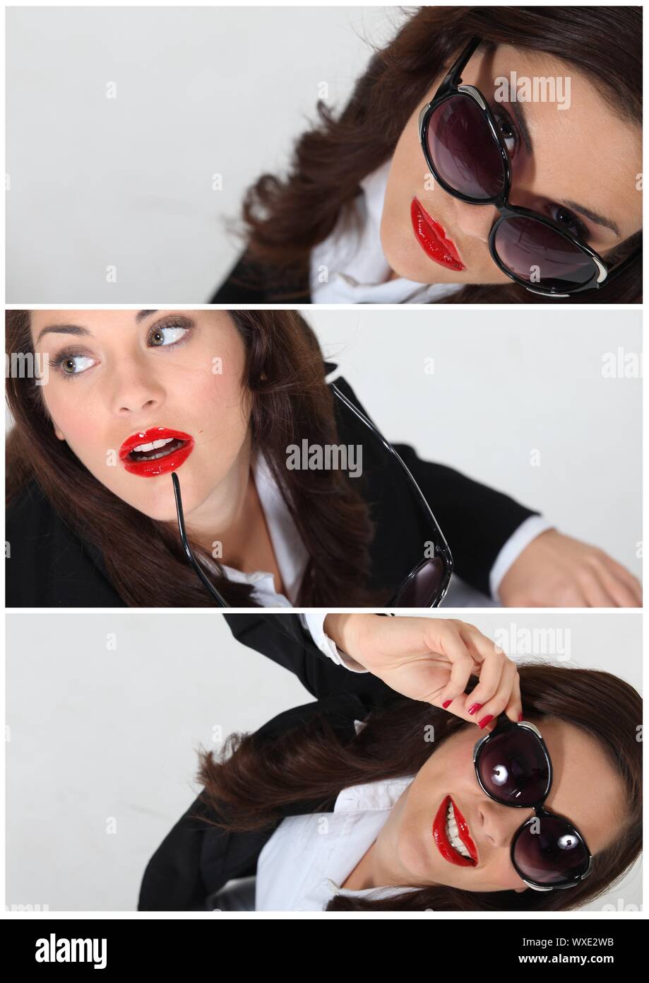 Collage of a woman wearing sunglasses Stock Photo - Alamy