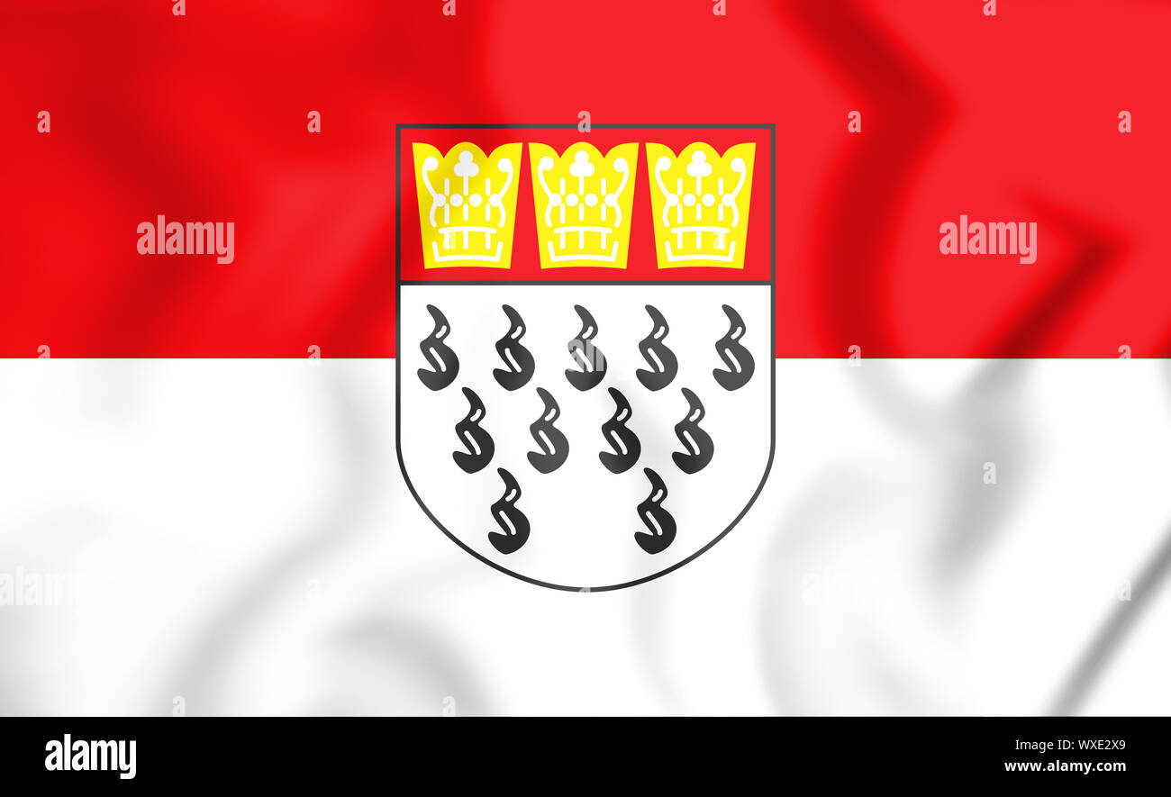 3D Flag of Cologne (North Rhine-Westphalia), Germany. 3D Illustration ...