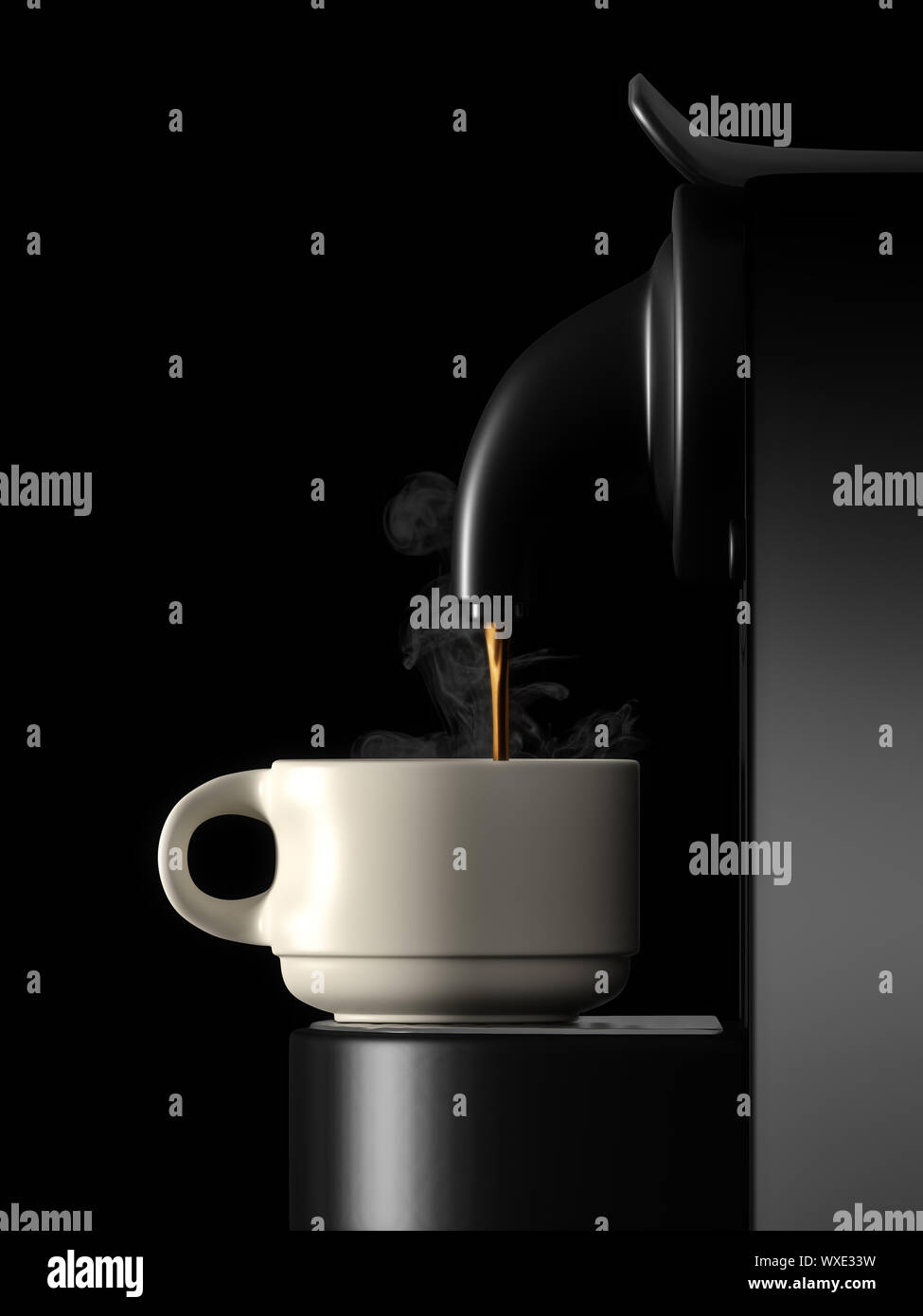 fresh coffee machine black side view Stock Photo - Alamy