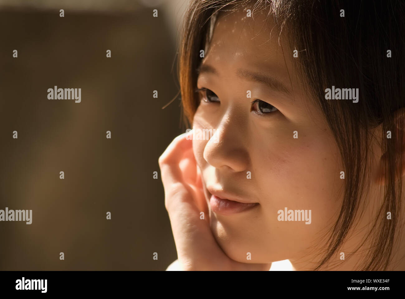 Asians are the characteristics of black hair and yellow skin Stock ...