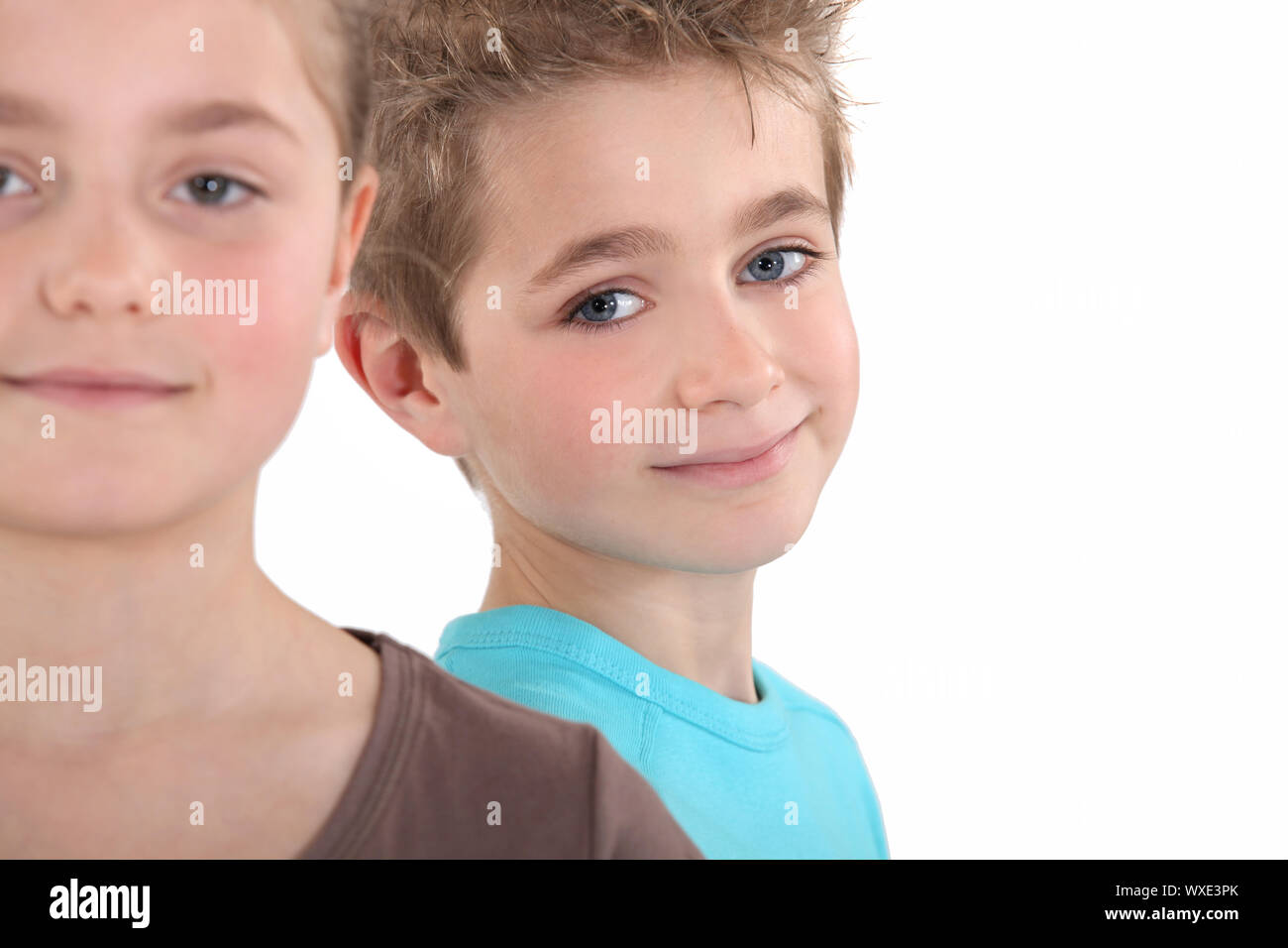Head and shoulders of two children Stock Photo - Alamy