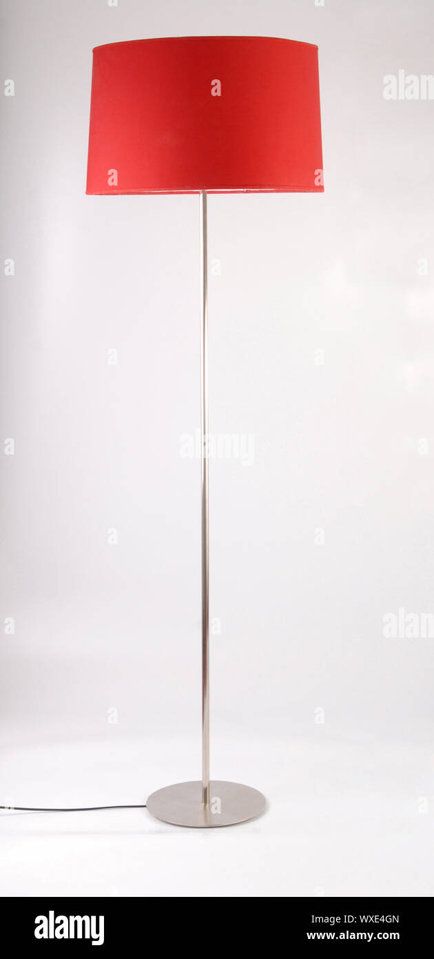 Red contemporary floor lamp isolated on white background Stock Photo ...
