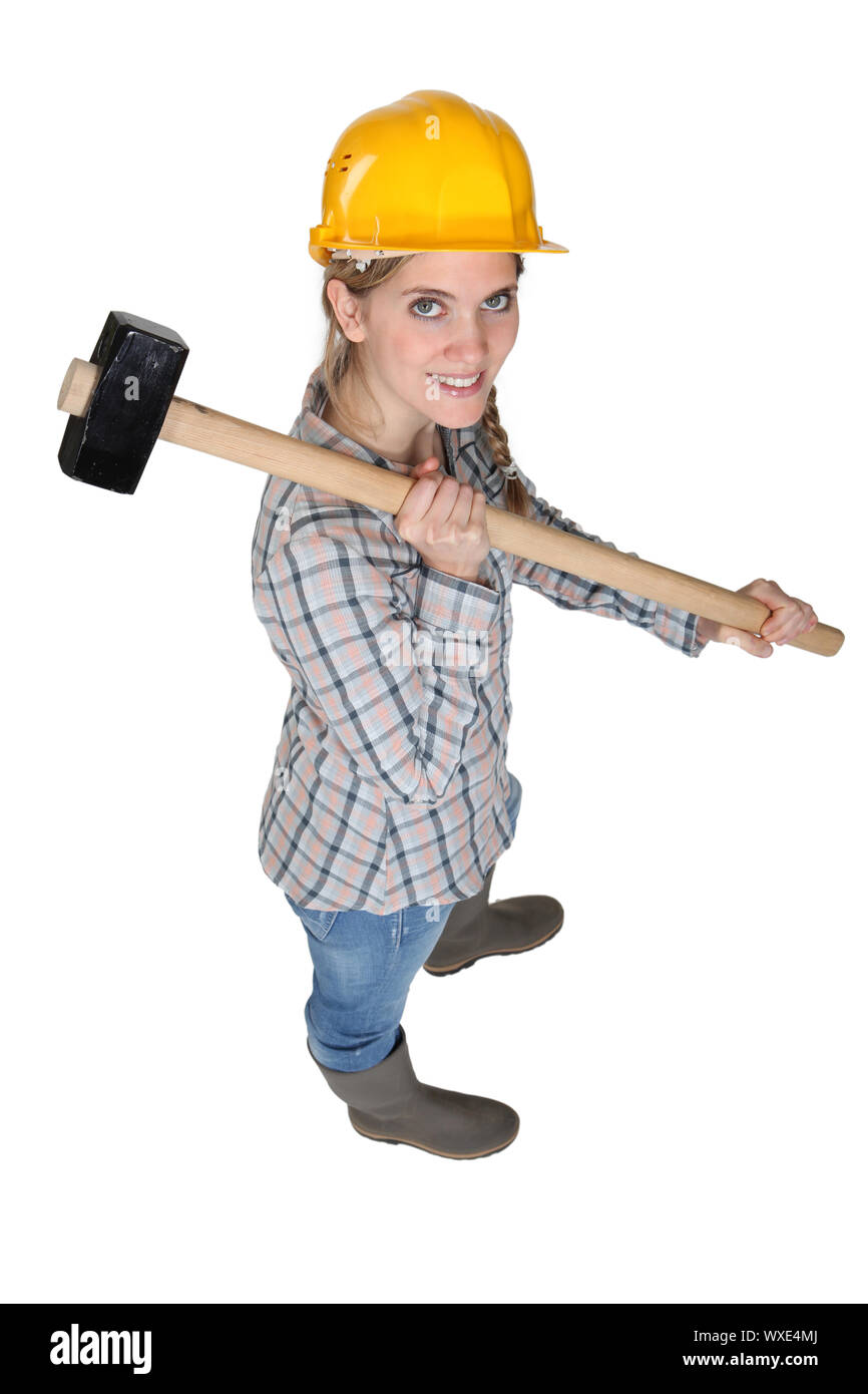 Woman Sledge Hammer Stock Photos & Woman Sledge Hammer Stock Images ...