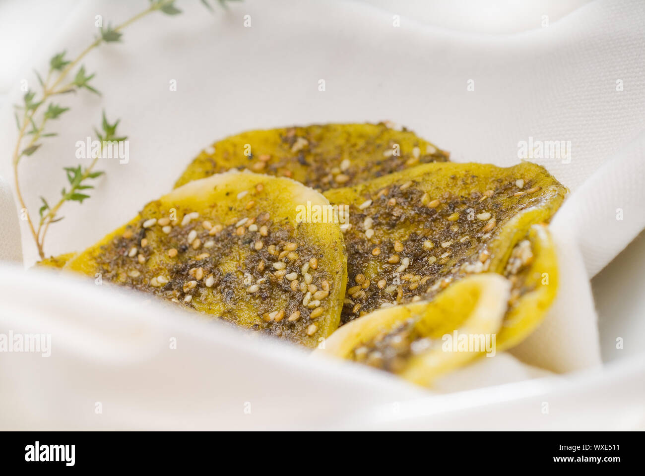 lebanese manouche or manoushe ,lebanese pizza with thyme and sesame ...