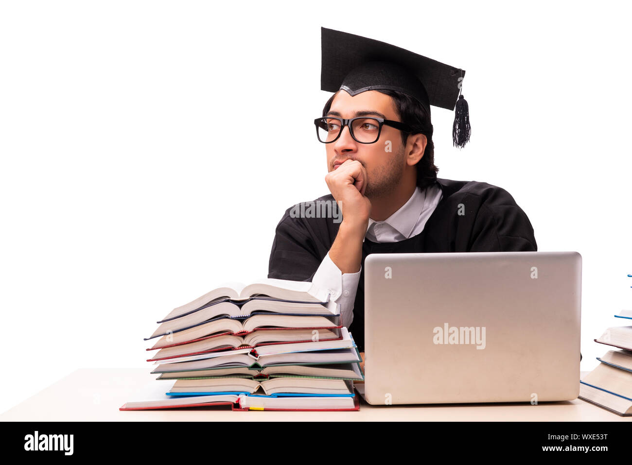 Young handsome student isolated on white Stock Photo - Alamy