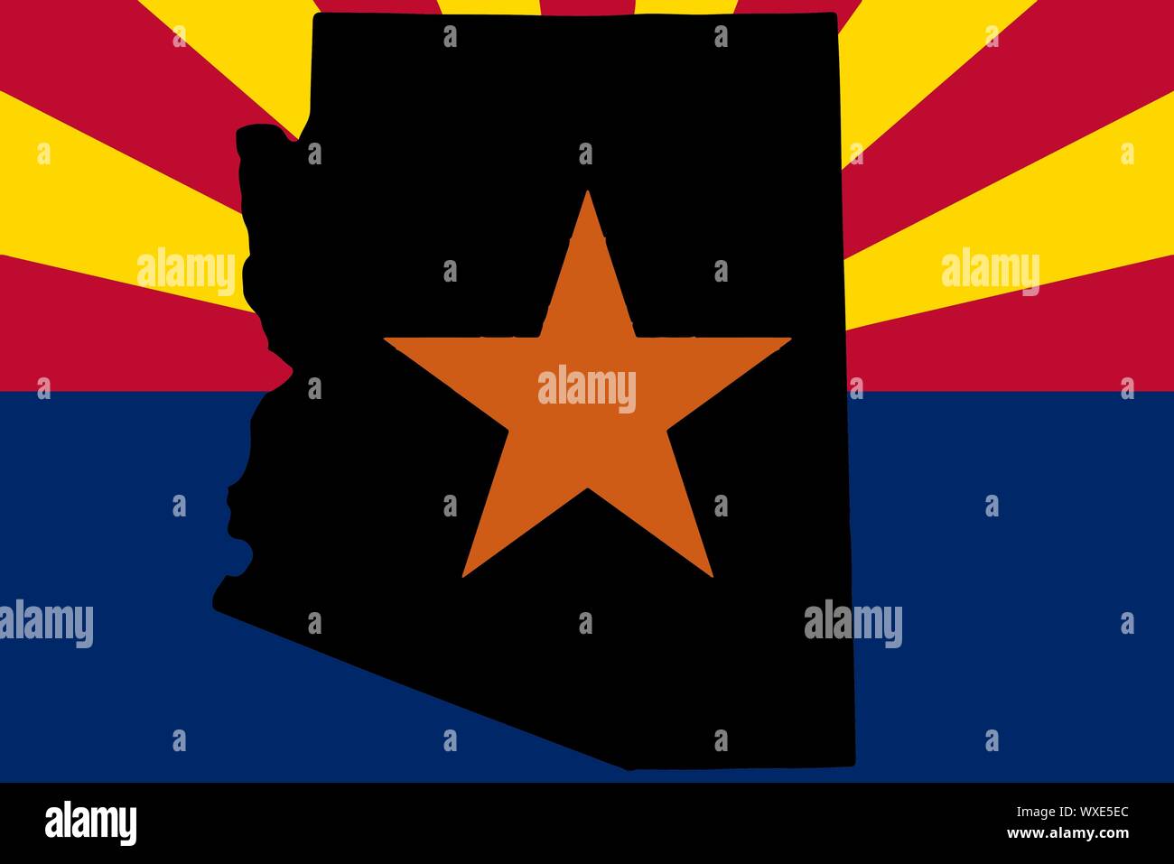 Arizona state map outline flag hi-res stock photography and images - Alamy
