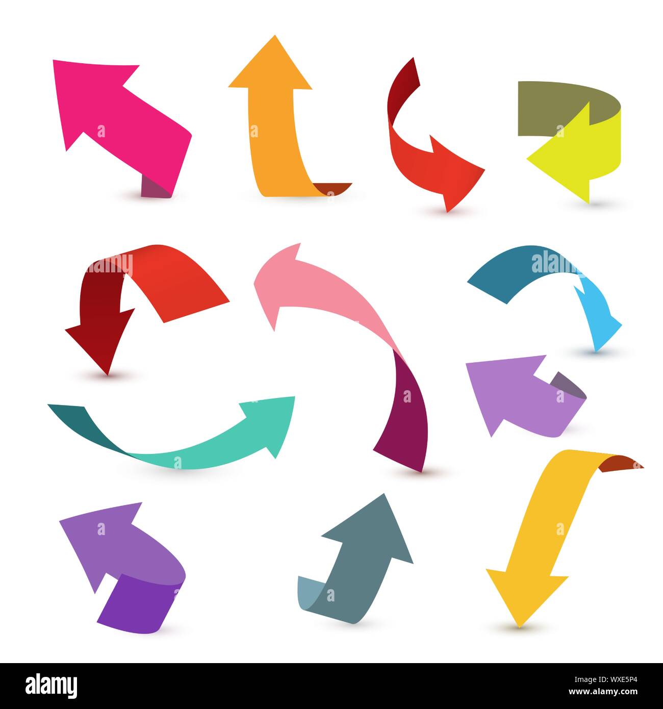 Colorful ribbon arrow set. Arrow stickerst various angles and ...