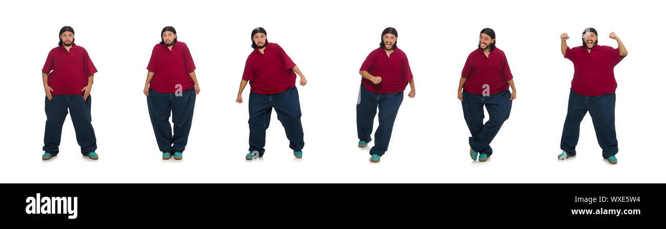 Overweight man isolated on the white Stock Photo - Alamy