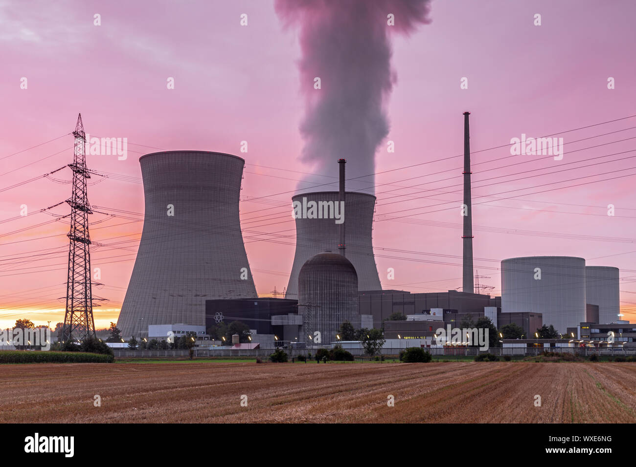 Nuclear power plant in evening light Stock Photo - Alamy