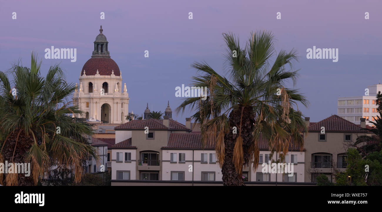 Pasadena City Hall and other buildings, Pasadena, cityscape, shown at ...