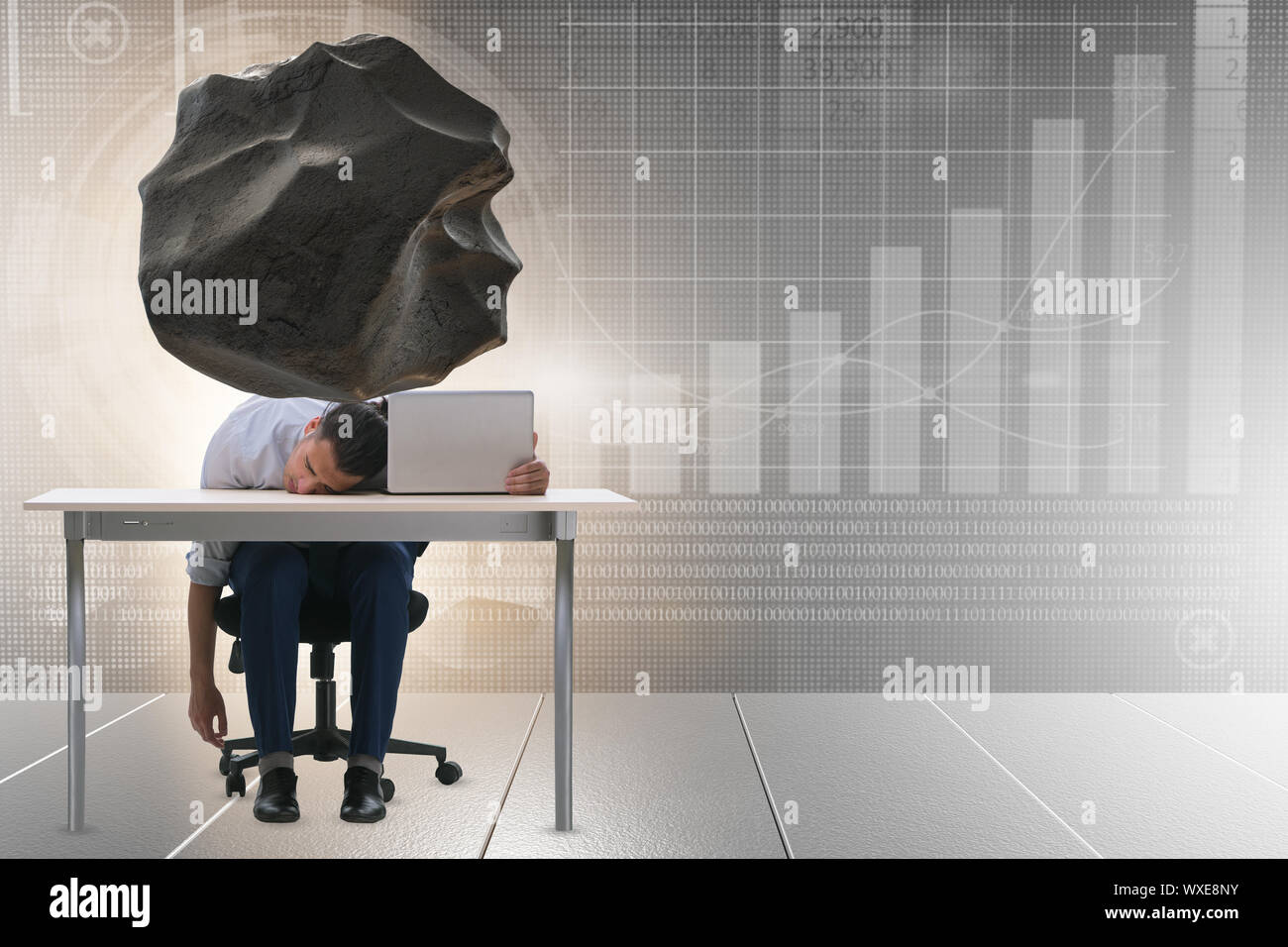 Employee under the burden of work Stock Photo - Alamy