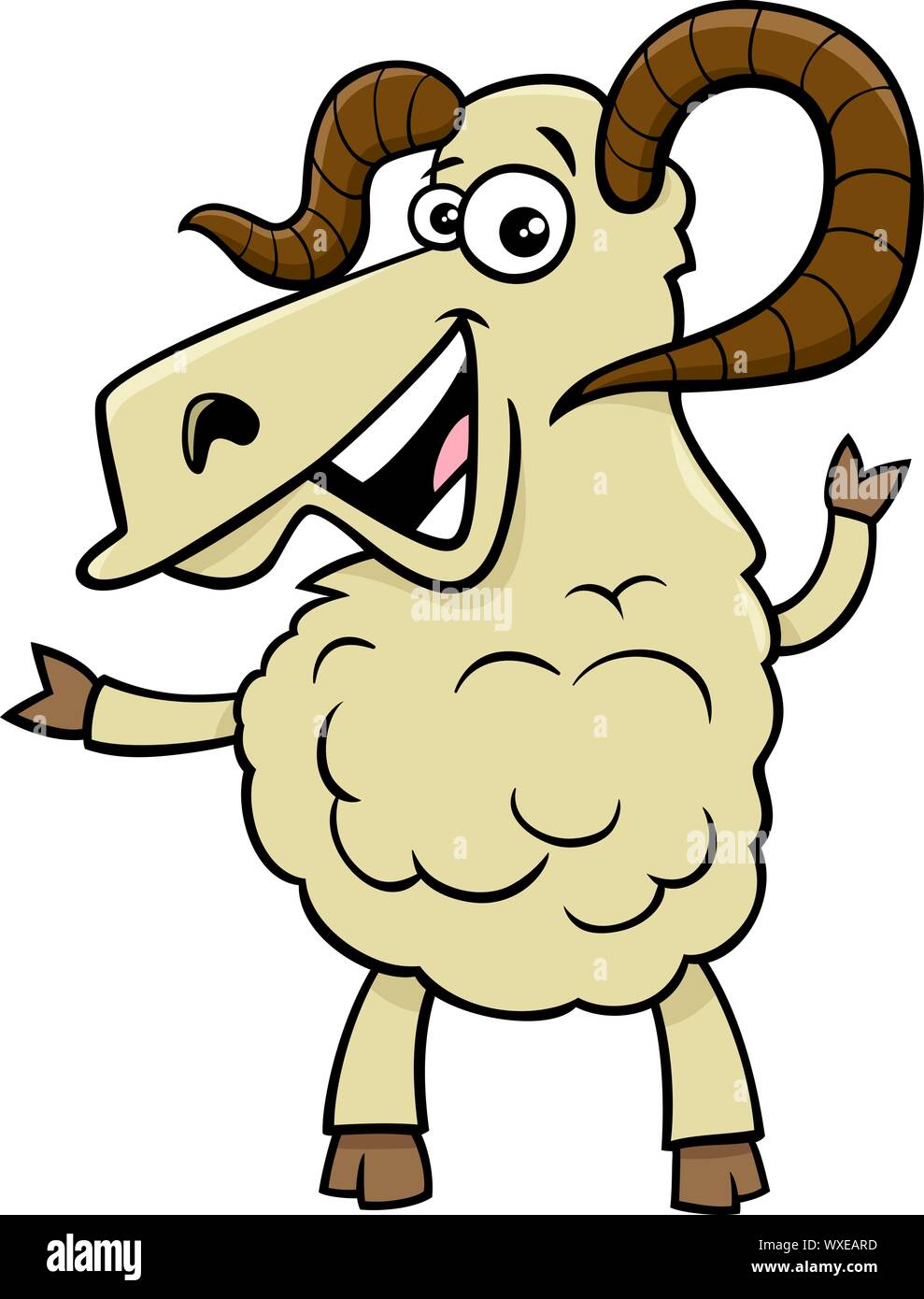 Cartoon Illustration of Happy Ram Farm Animal Character Stock Vector ...