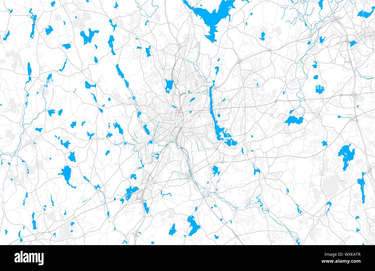 Rich detailed vector area map of Worcester, Massachusetts, USA. Map ...