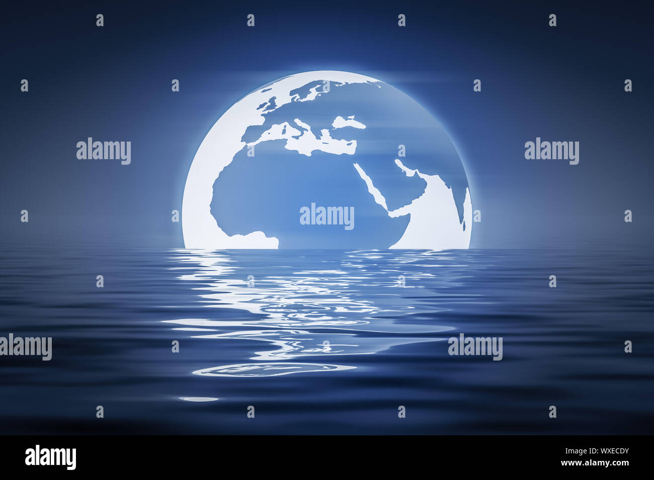 The earth sinks in the water Stock Photo - Alamy