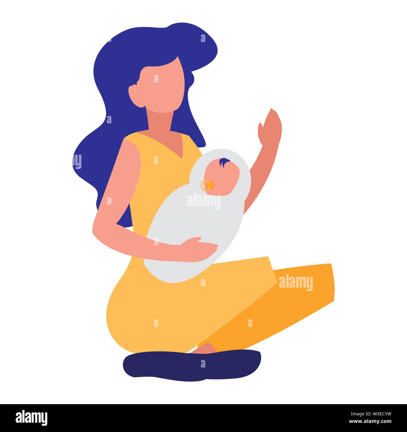 woman with baby newborn icon over white backgorund, vector illustration ...