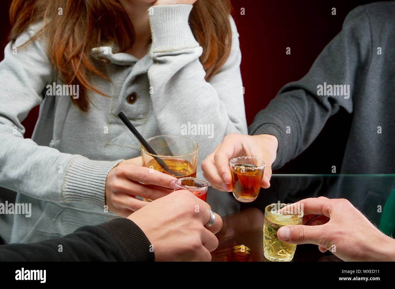 Drinking a variety of alcoholic beverages in the campaign of friends ...