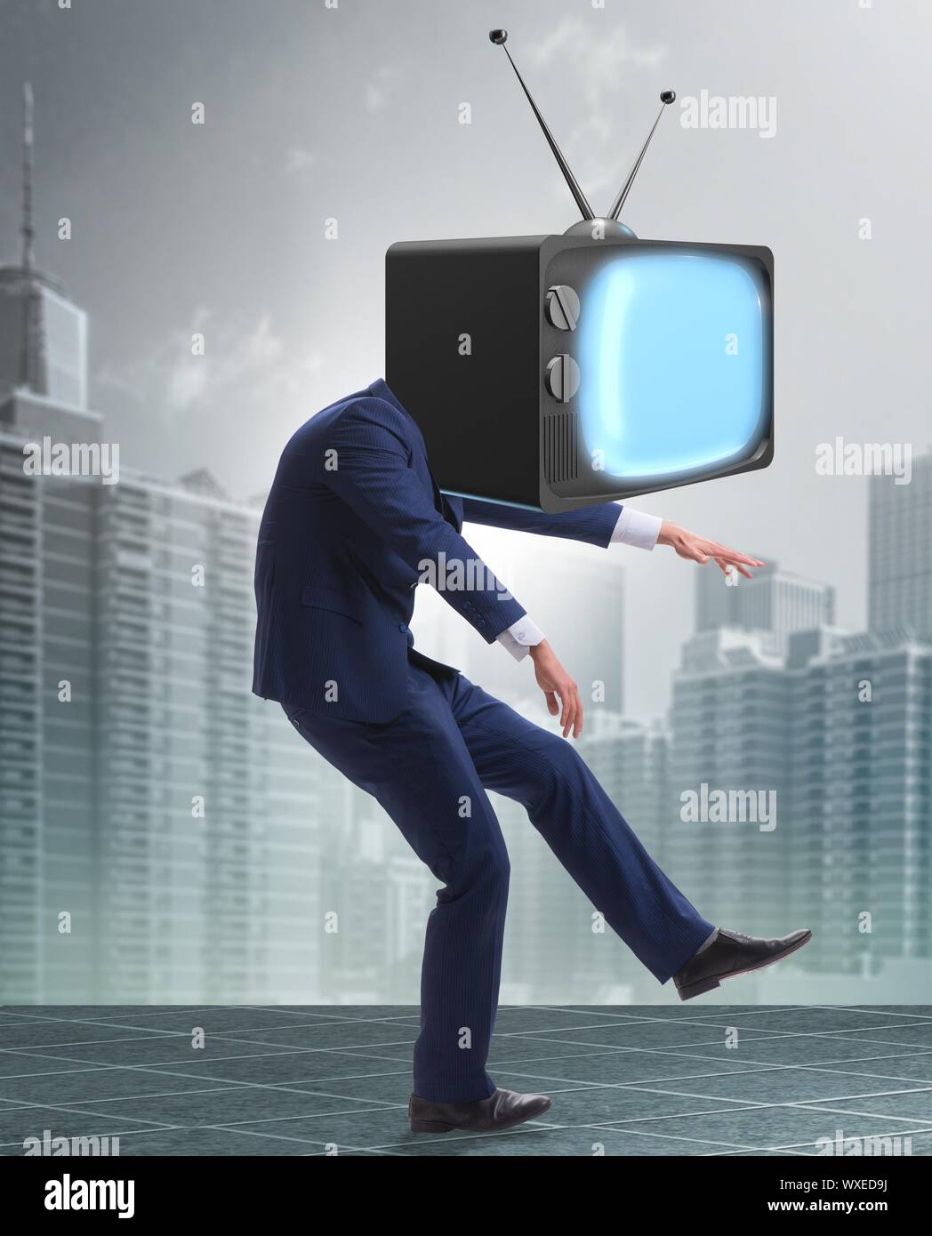Media zombie concept with man and tv set instead of head Stock Photo ...