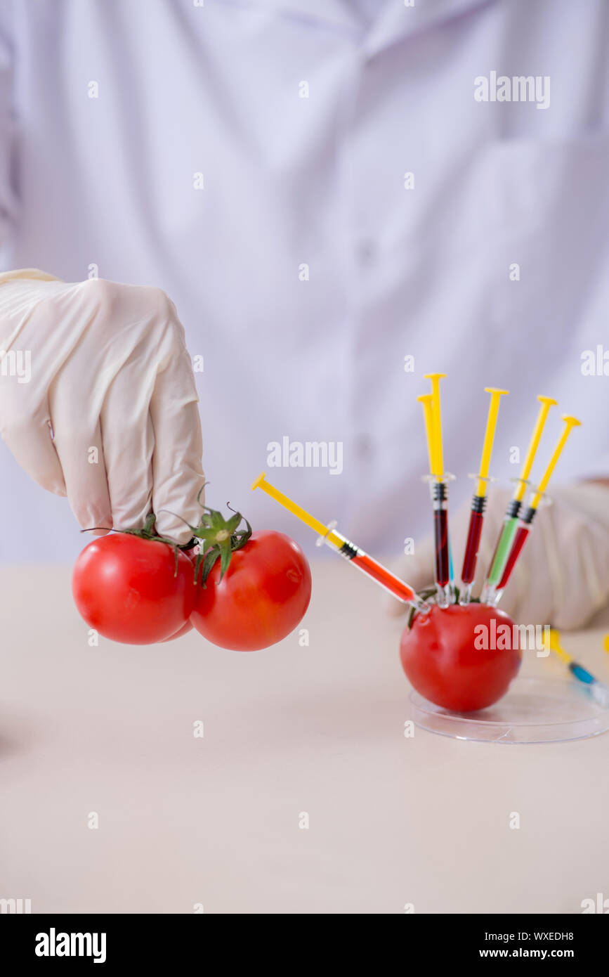 Male nutrition expert testing food products in lab Stock Photo - Alamy