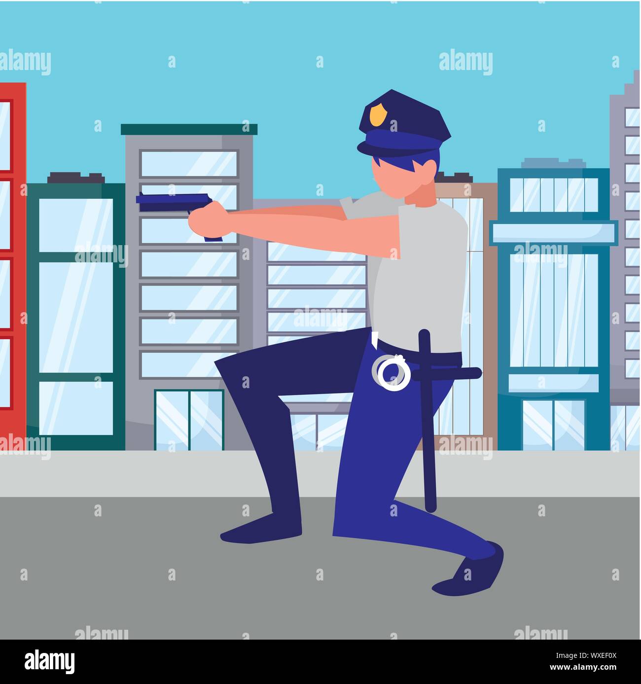 avatar policemen watching over white background, vector illustration ...