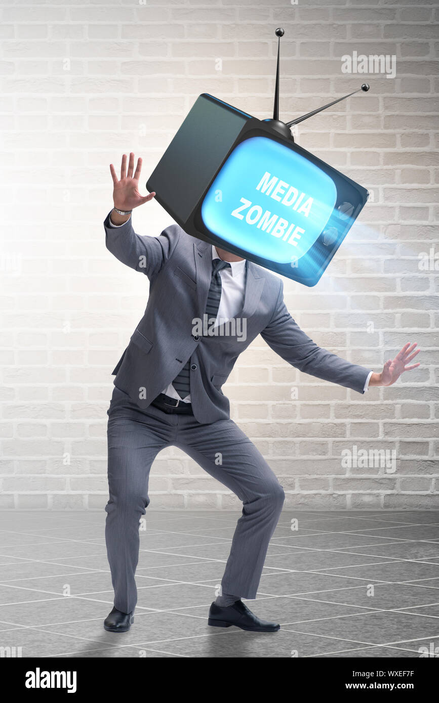 Media zombie concept with man and tv set instead of head Stock Photo ...