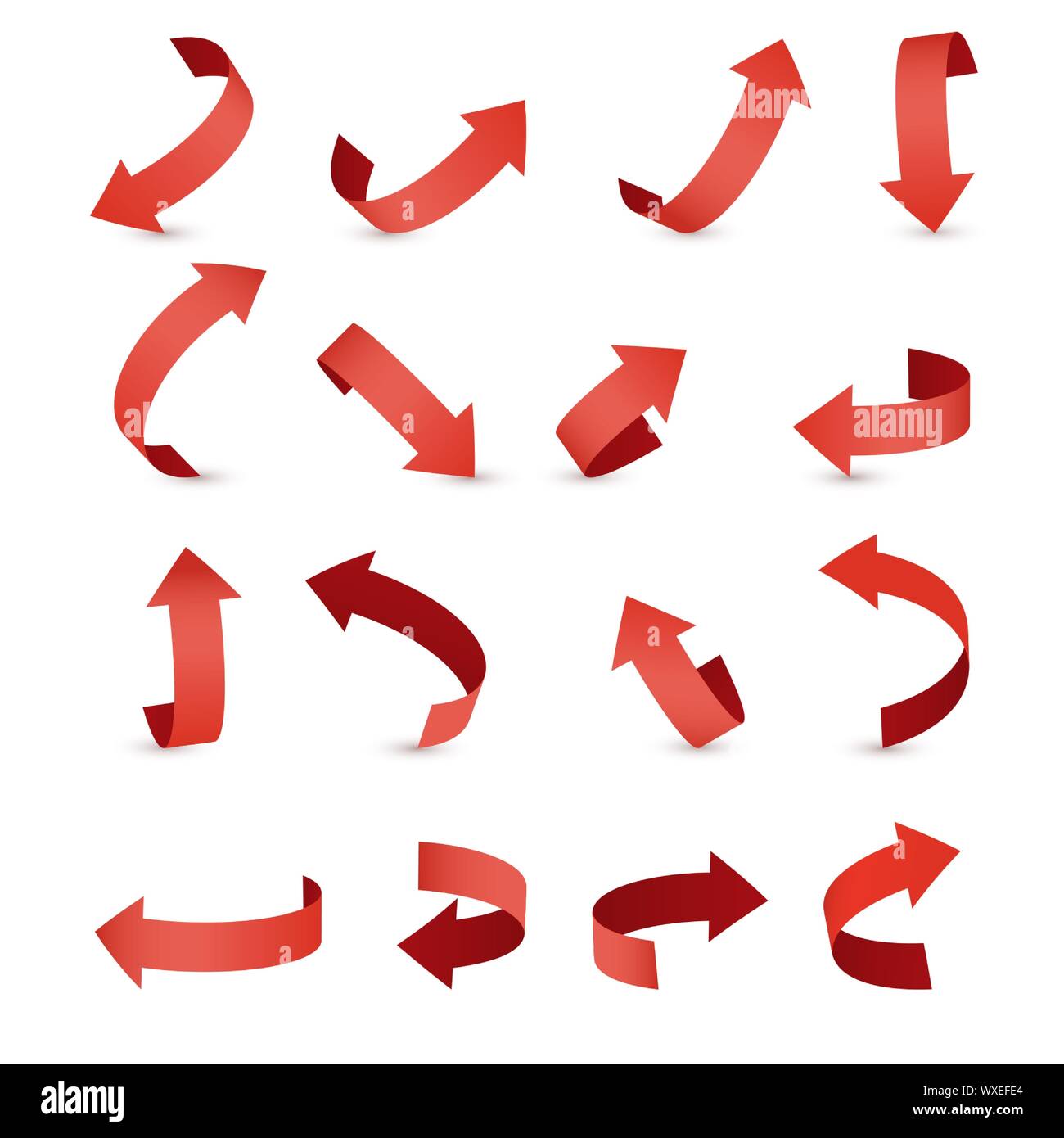 Red ribbon arrow set. Arrow stickerst various angles and directions ...