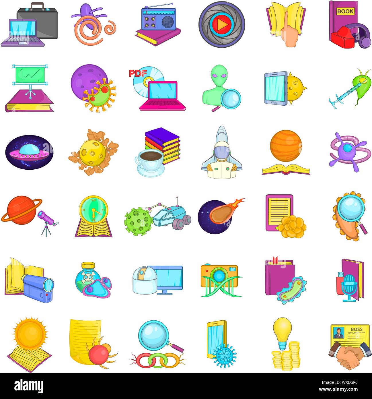 Research icons set, cartoon style Stock Vector Image & Art - Alamy