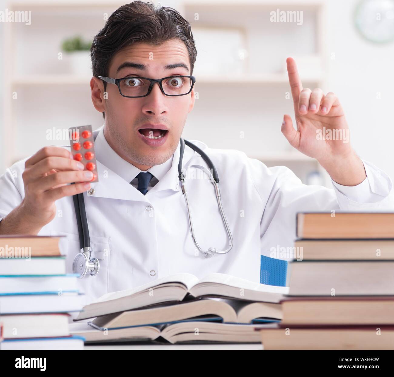 Medical student preparing for university exams Stock Photo - Alamy