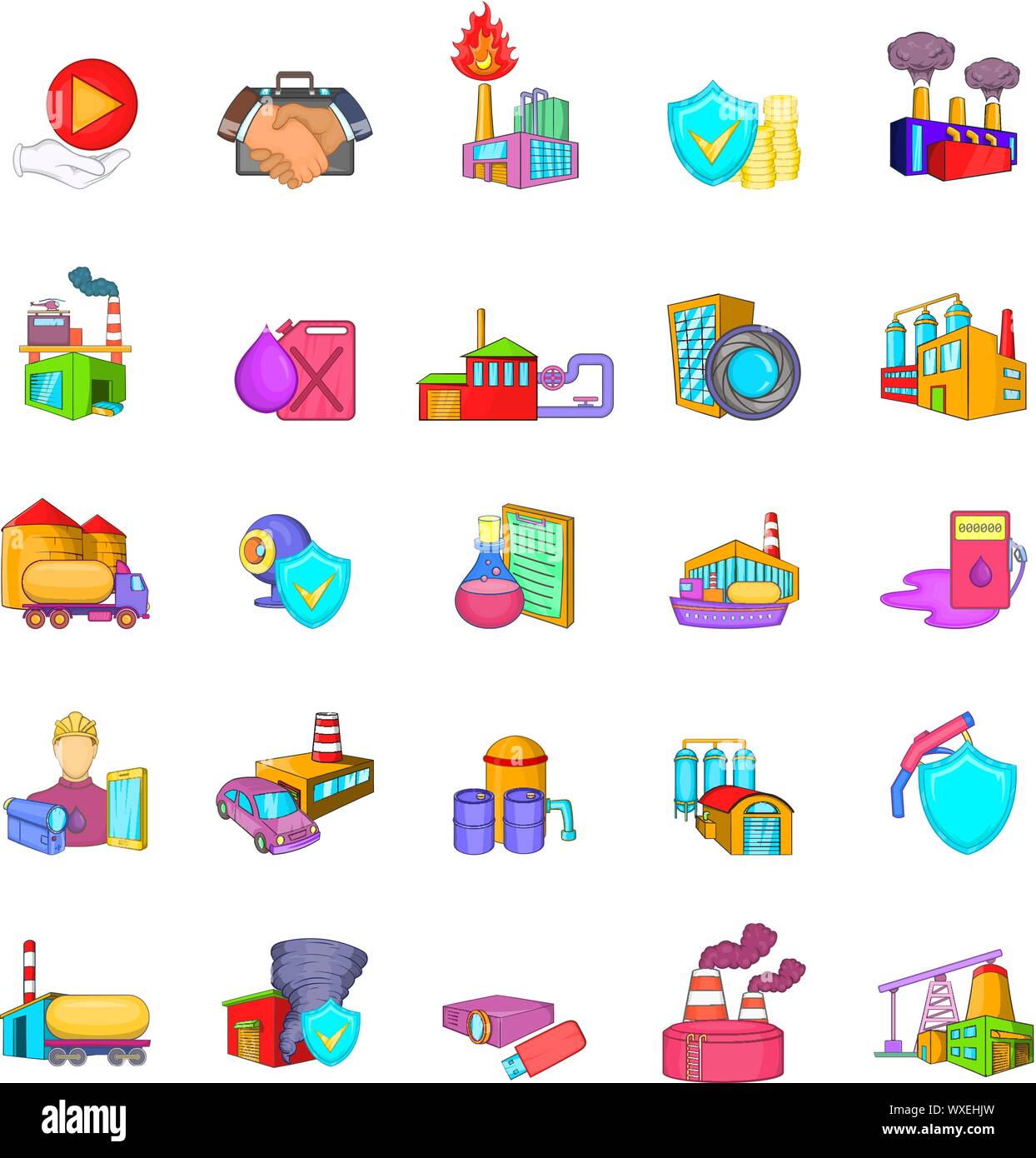 Oil production icons set, cartoon style Stock Vector Image & Art - Alamy