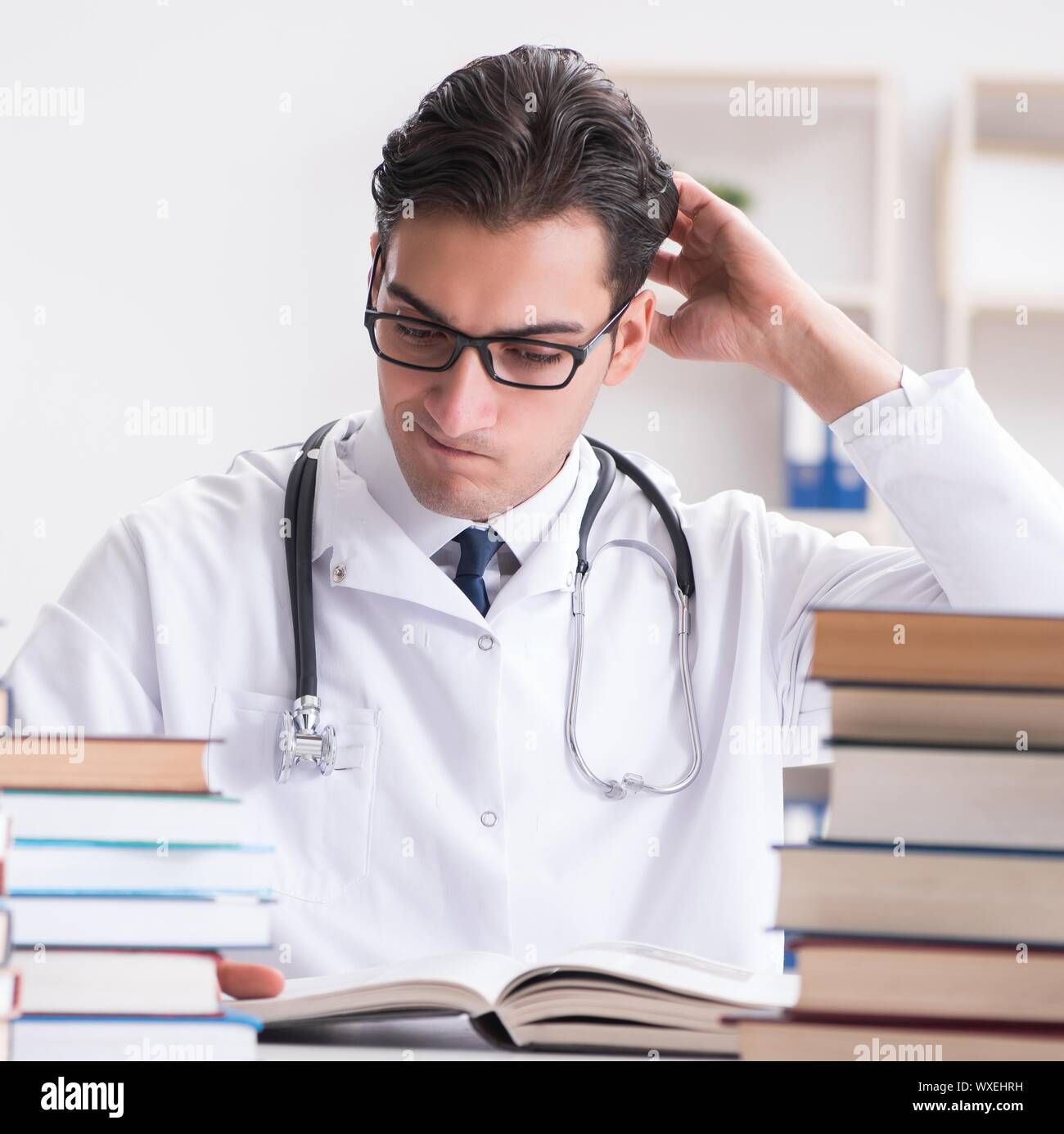 Medical student preparing for university exams Stock Photo - Alamy