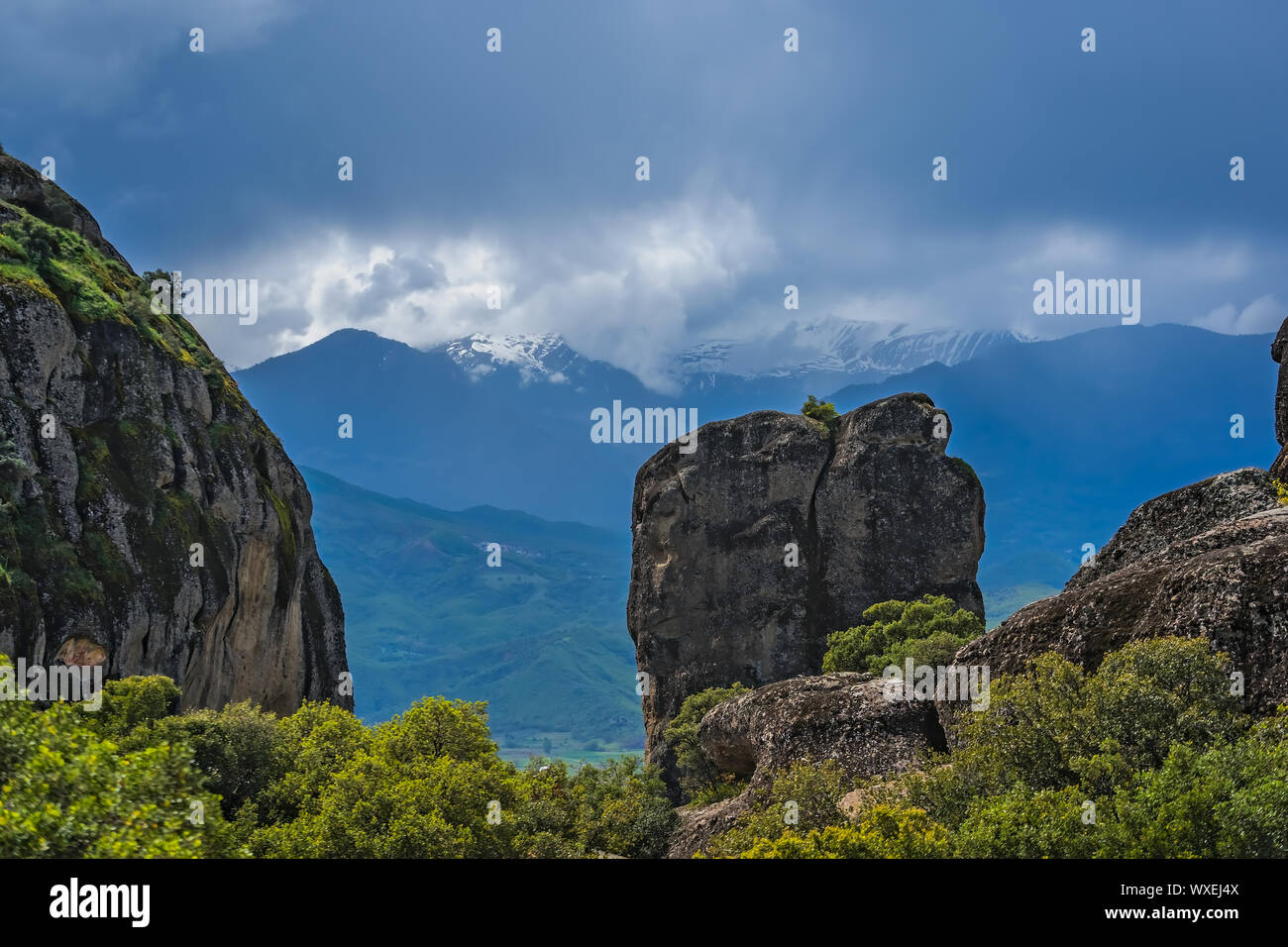 Amazing landscape of valley in Meteora Stock Photo - Alamy