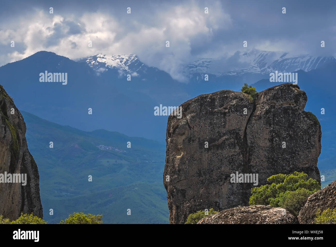 Amazing landscape of valley in Meteora Stock Photo - Alamy