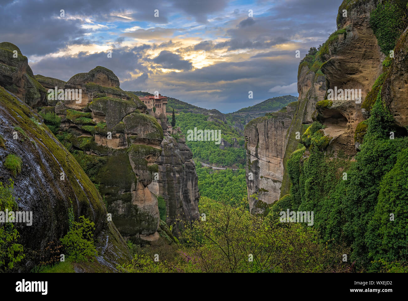 Amazing landscape of valley in Meteora Stock Photo - Alamy
