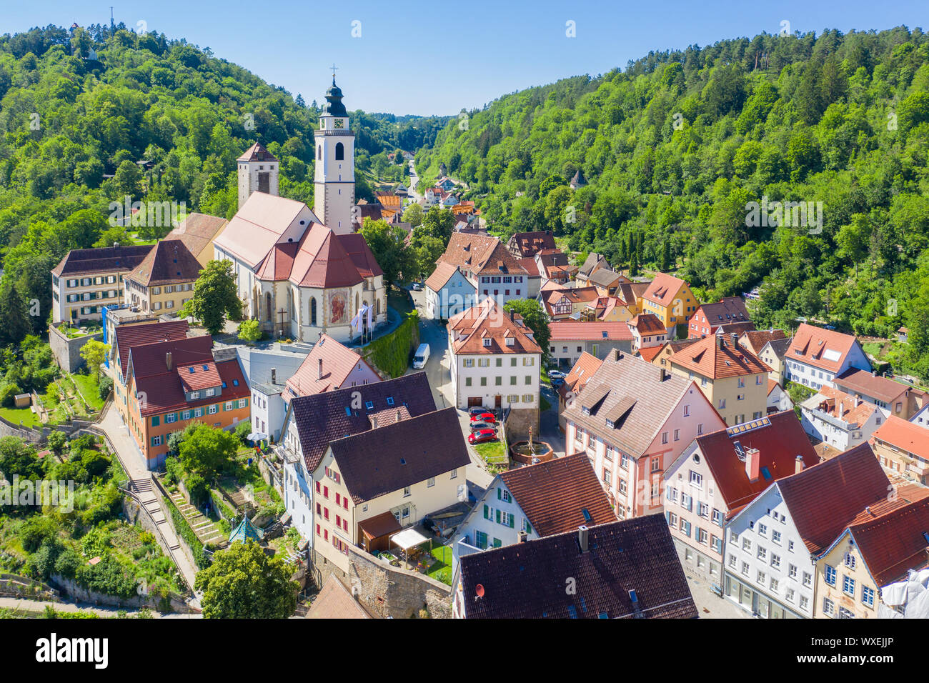 aerial view of the church of Horb south Germany Stock Photo - Alamy