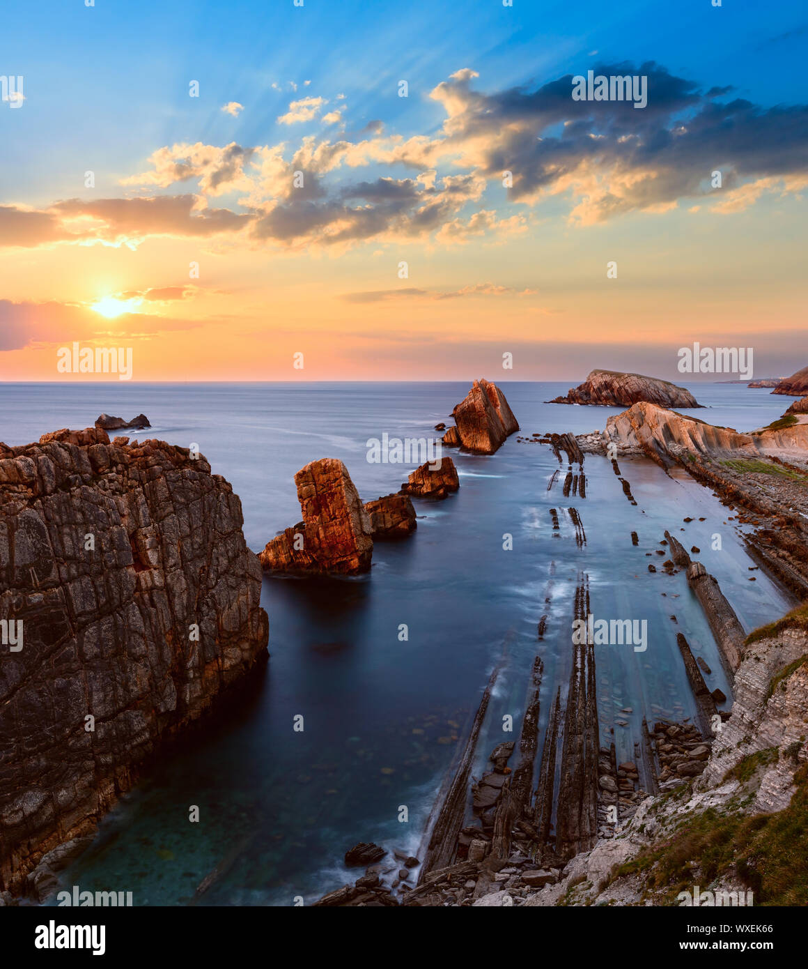 Evening Atlantic ocean coastline near Portio Beach Stock Photo - Alamy