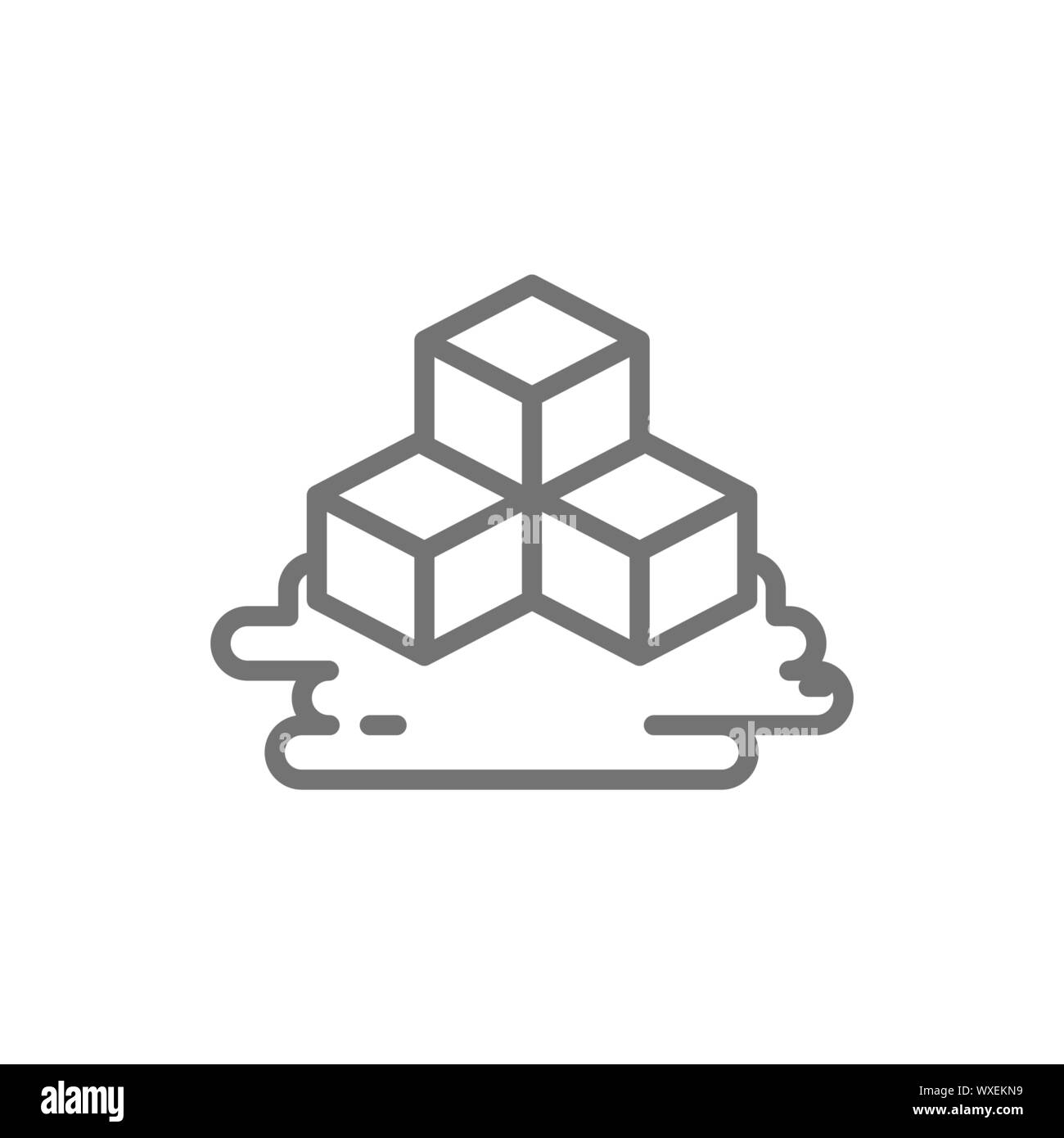 Three ice cubes line icon. Isolated on white background Stock Vector ...