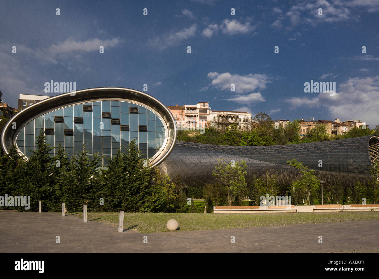 modern tube shaped construction in georgia Stock Photo - Alamy