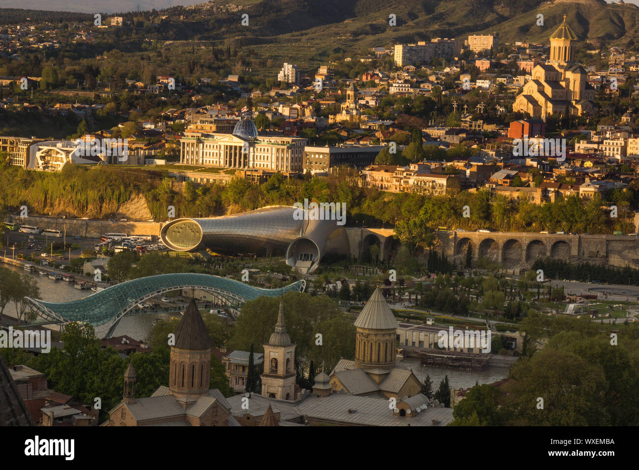 tbilisi town center at sunset Stock Photo - Alamy