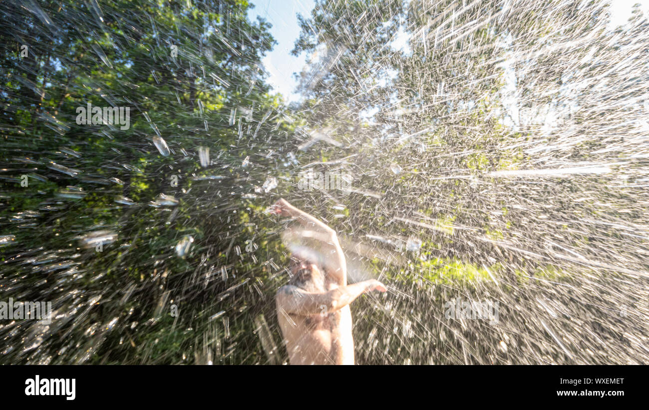 water battle at the summer lake Stock Photo - Alamy