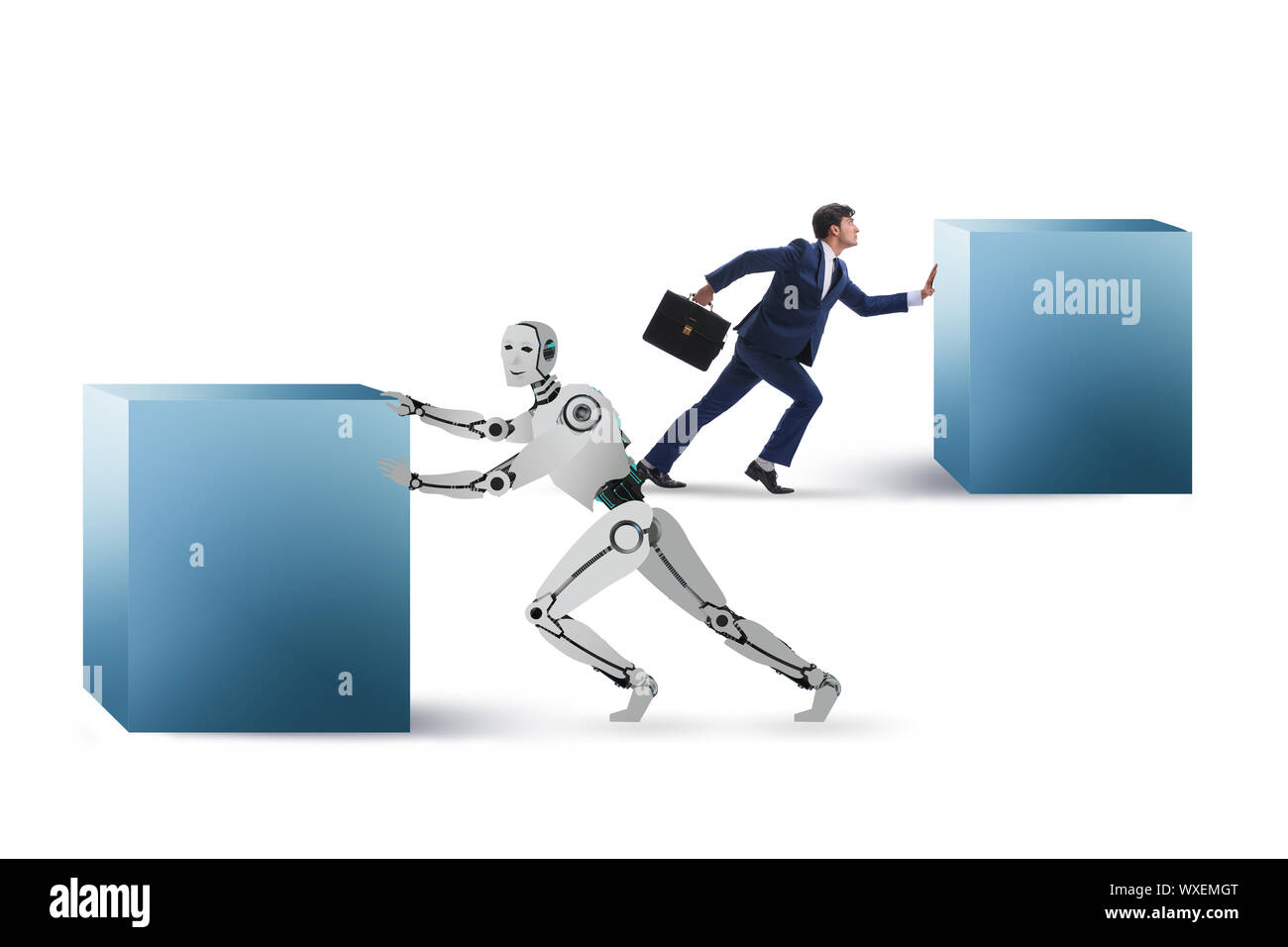 Concept of competition between robots and humans Stock Photo - Alamy
