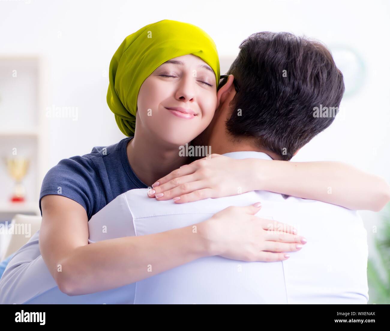 Cancer patient visiting doctor for medical consultation in clini Stock ...