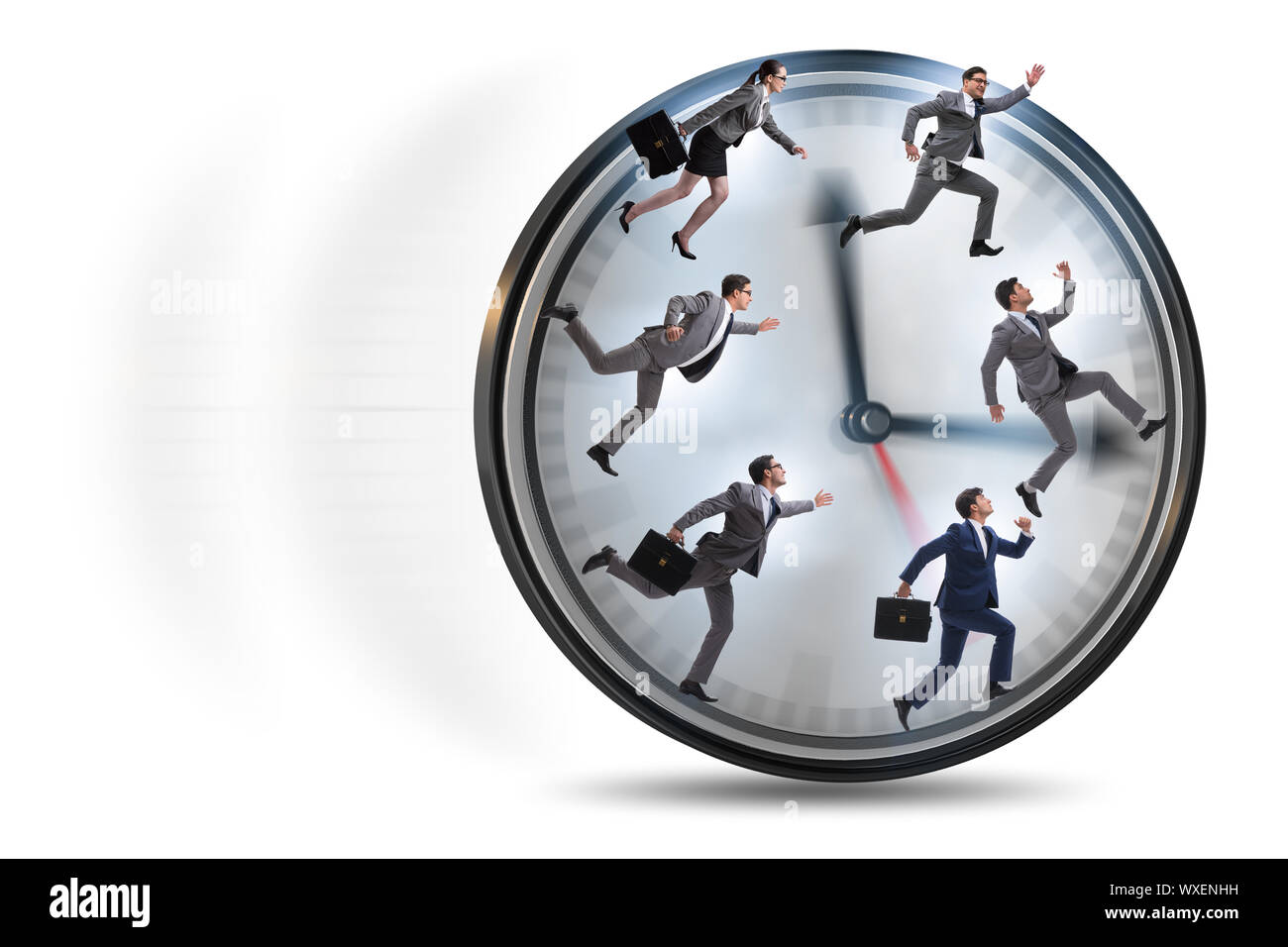 Man and woman running on clock Stock Photo - Alamy