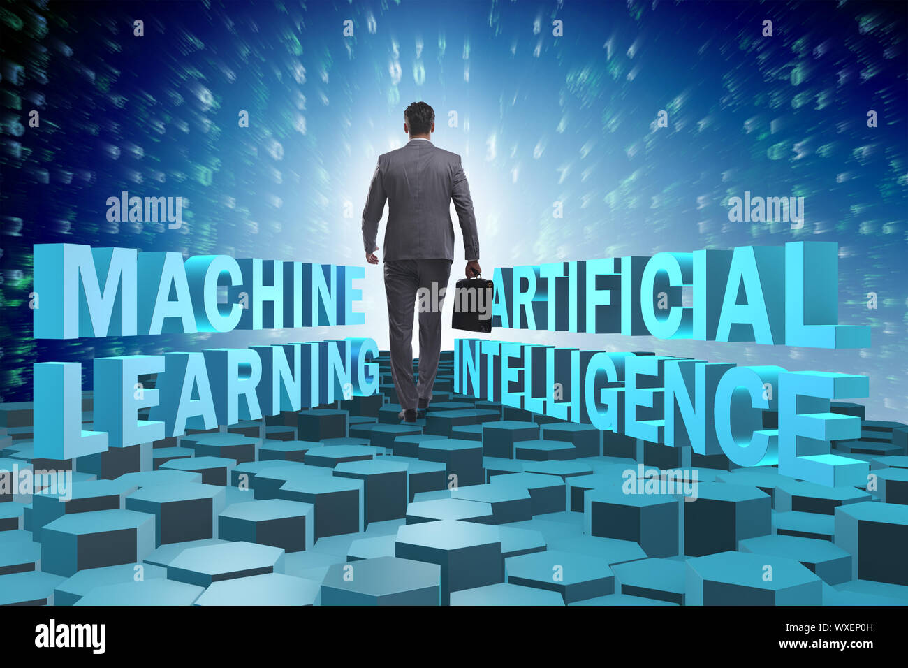 Machine learning concept with businessman Stock Photo - Alamy