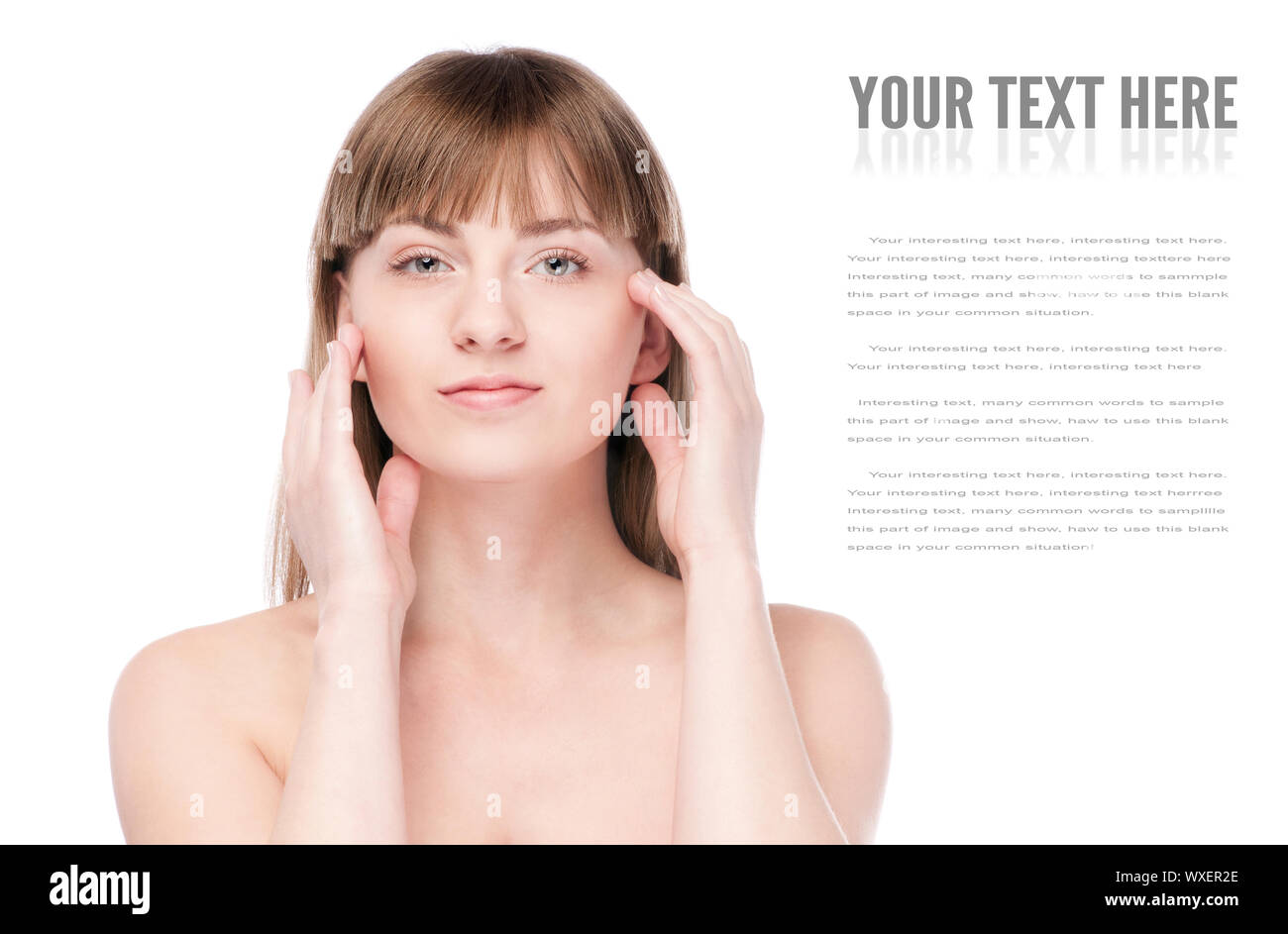 Close-up portrait of young woman with perfect health skin of face ...