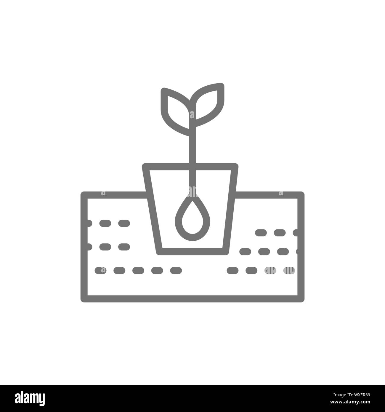Seed planting, agriculture line icon. Isolated on white background ...