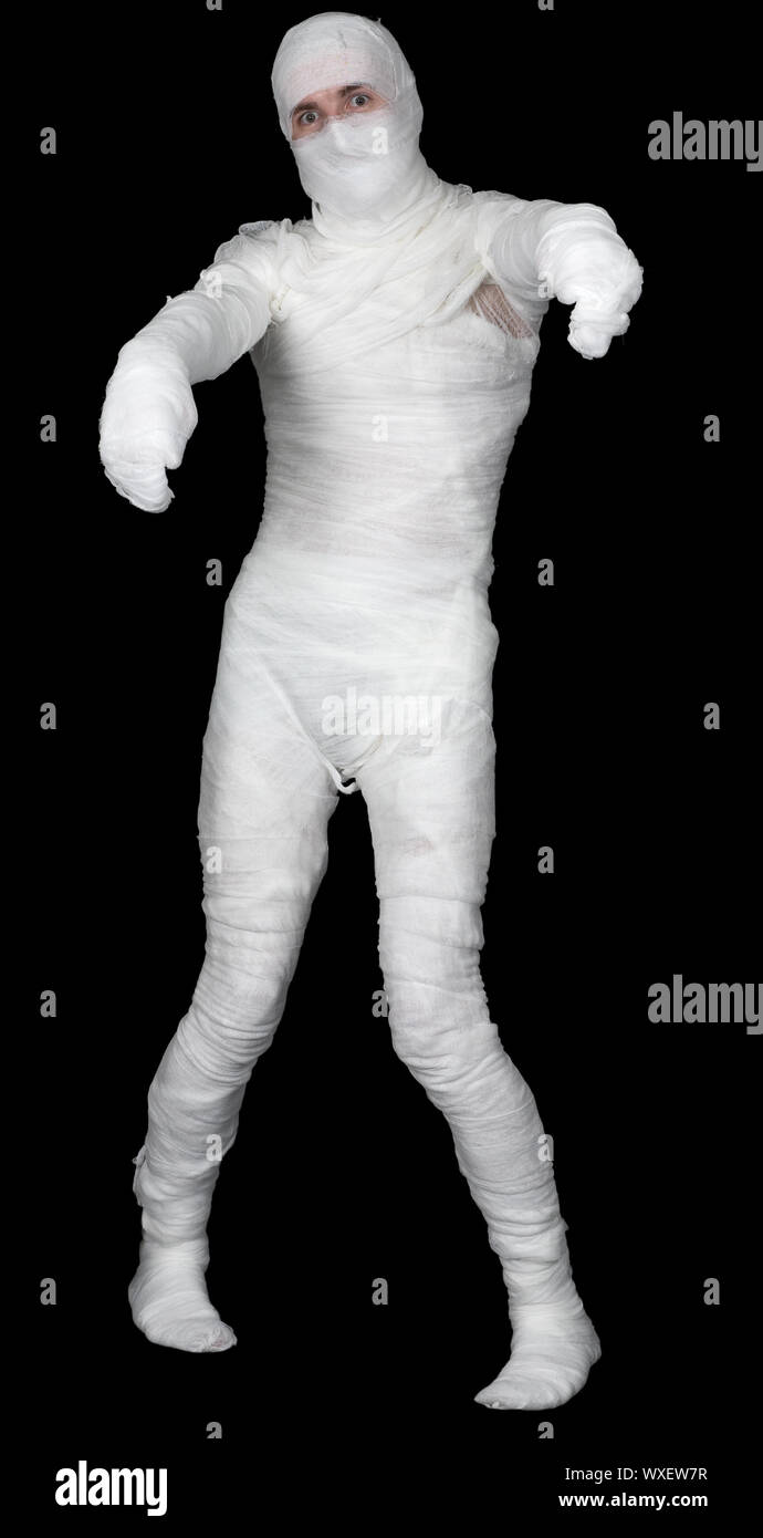 Man in bandage on the black background Stock Photo - Alamy