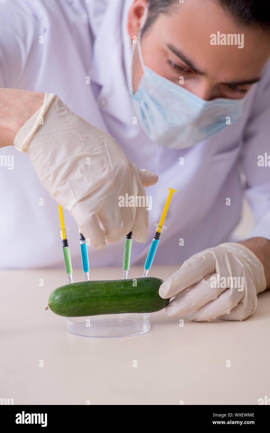 Male nutrition expert testing food products in lab Stock Photo - Alamy