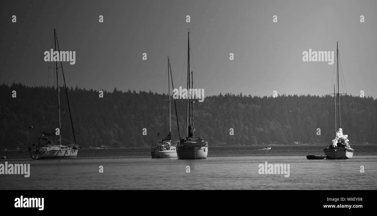 Sailboats anchored at Blake Island State Park, Washington. I love ...