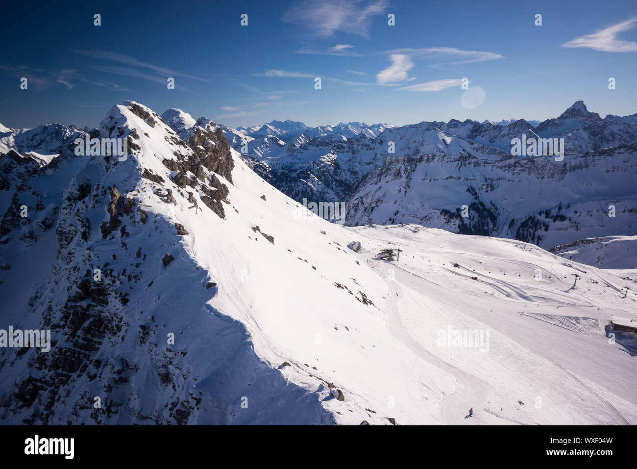 bavarian alps mountain top in winter ski slope Stock Photo - Alamy