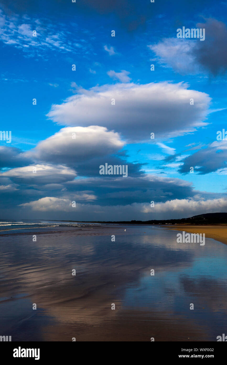 Reflctions of clouds on Fermoyle Beach, on the Dingle Peninsula ...